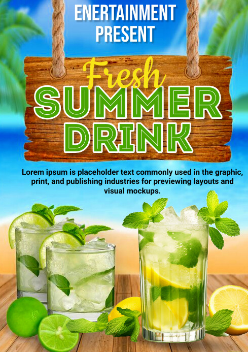 Joyful Summer Drink A4 Template | PosterMyWall