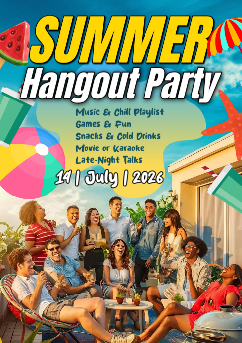 Plantilla de Joyful Summer Hangout A4 | PosterMyWall