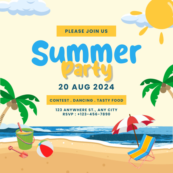 Joyful Summer Party Instagram Post Template | PosterMyWall