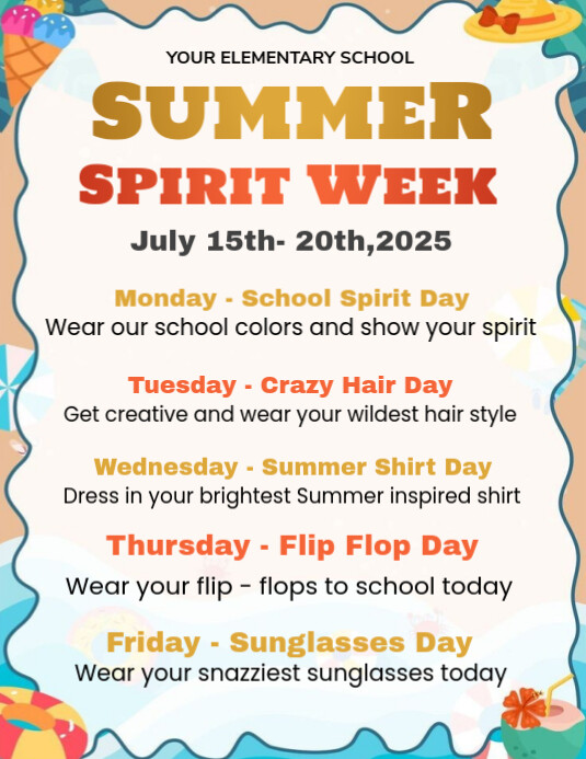 Copy of Joyful Summer Spirit Week Flyer (us Letter) | PosterMyWall