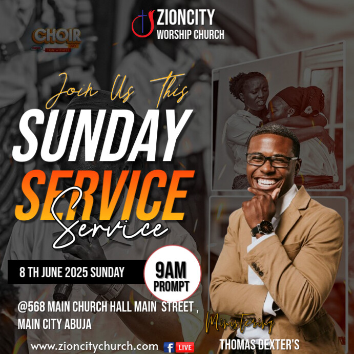 Joyful Sunday Church Invitation Service Instagram Post Template ...