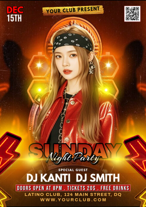 Joyful Sunday Night Party A4 Template | PosterMyWall