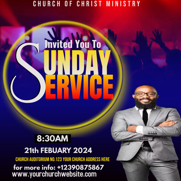 Joyful Sunday Service Instagram Post Templat | PosterMyWall