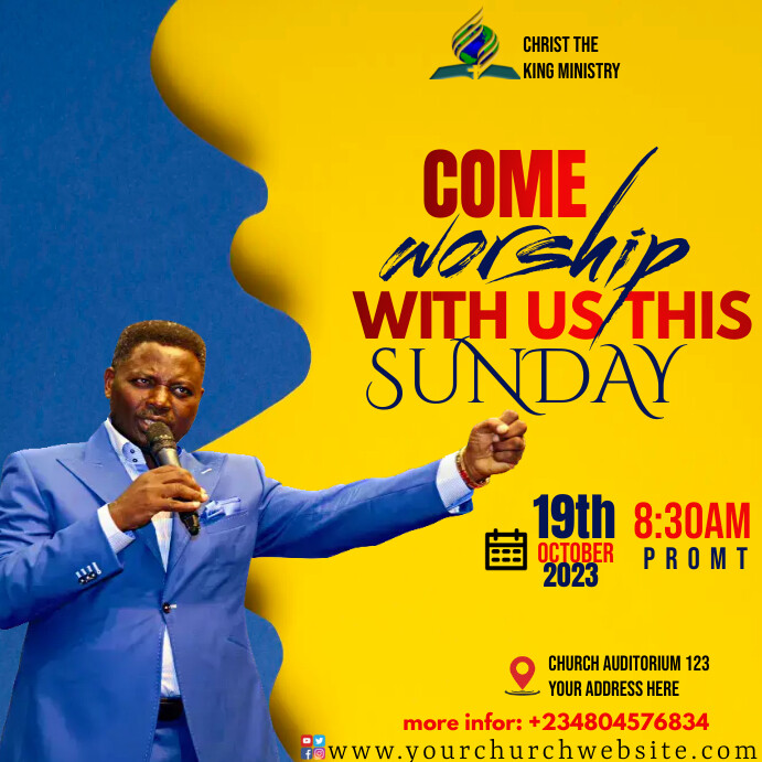 Joyful Sunday Service Instagram Post Templat | PosterMyWall