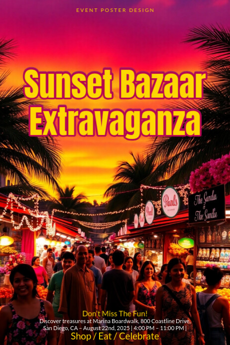 Joyful Sunset Bazaar Extravaganza – Tangerine And Magenta Sky With ...