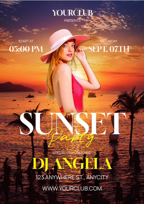 Joyful Sunset Party Poster Flyer Template A4 | PosterMyWall