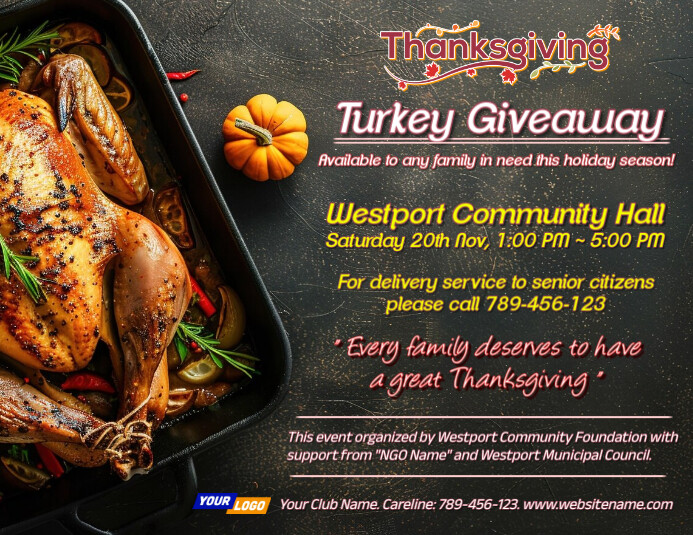 Joyful Thanksgiving Giveaway Announcement Fly Template | PosterMyWall