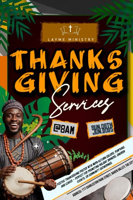 Joyful Thanksgiving Praise Service Poster Template | PosterMyWall