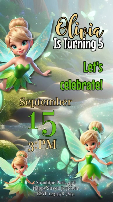 Joyful Tinkerbell Birthday Invitation Instagram Reel Template ...