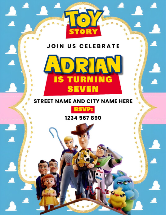 Joyful Toy Story Kids Birthday Flyer (us Lett Template | PosterMyWall