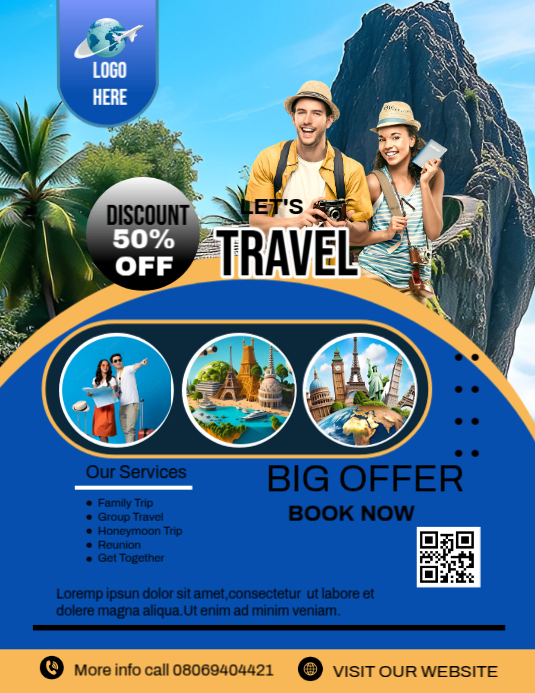 Joyful Travel And Tours Flyer Template Flyer (us Letter) | PosterMyWall