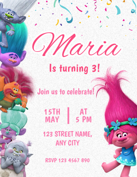 Copy of Joyful Trolls Birthday Invitation Flyer (us Letter) | PosterMyWall