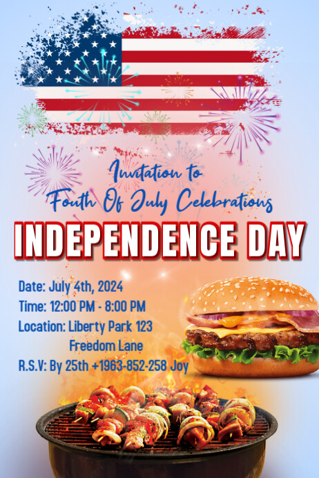 Joyful Usa America Beautiful 4th Of July Bbq Template | PosterMyWall