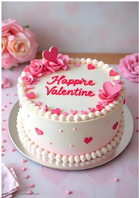 Joyful Valentine Cake 🎂 A4 Template | PosterMyWall