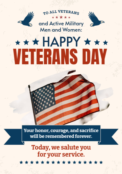 Plantilla de Joyful Veterans Day A4 | PosterMyWall