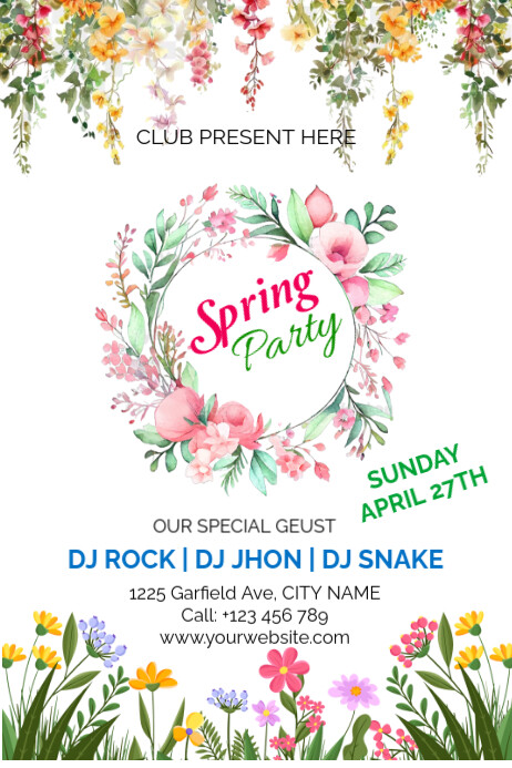 Joyful Vibrant Spring Festival Party Poster Template: Design Your ...