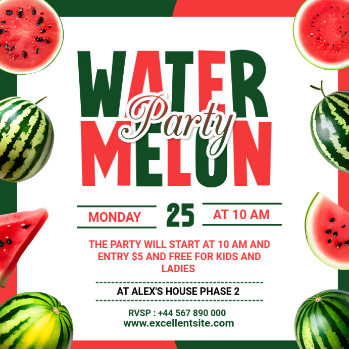 Plantilla de Joyful Watermelon Party Instagram Post | PosterMyWall