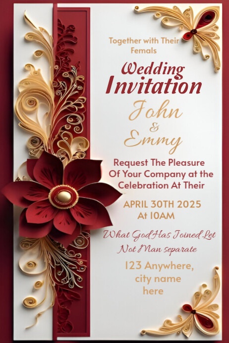Joyful Wedding Invitation Card Flyer Poster Template | PosterMyWall