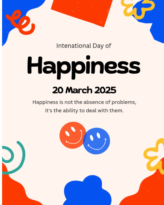 Joyful White And Blue Illustrative International Day Of Happiness ...