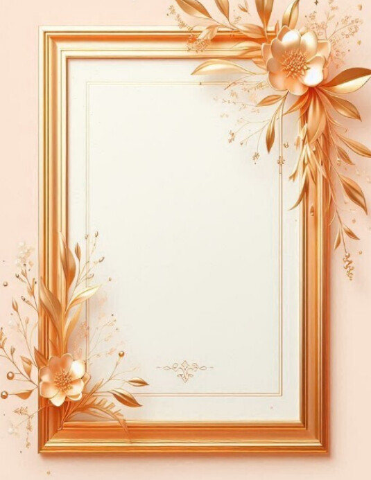 Joyful White And Gold Wedding Frame Template Flyer (us Letter ...