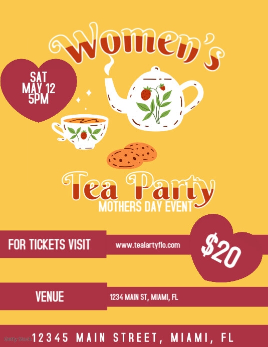 Joyful Women’s Tea Party Flyer Flyer (us Letter) Template | PosterMyWall