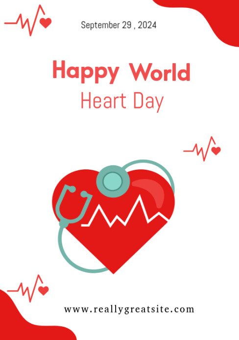 Joyful World Heart Day Celebration Card A5 Template | PosterMyWall