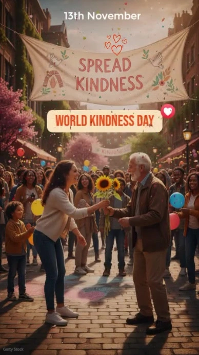 Joyful World Kindness Day - Street Crowd - Spread Kindness Banner ...