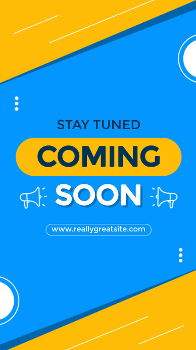 Joyful Yellow And Blue Modern Coming Soon In Template | PosterMyWall