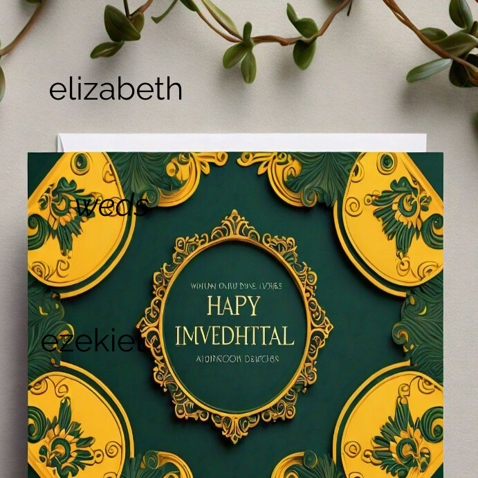 Joyful Yellow And Green Wedding Invitation In Template | PosterMyWall