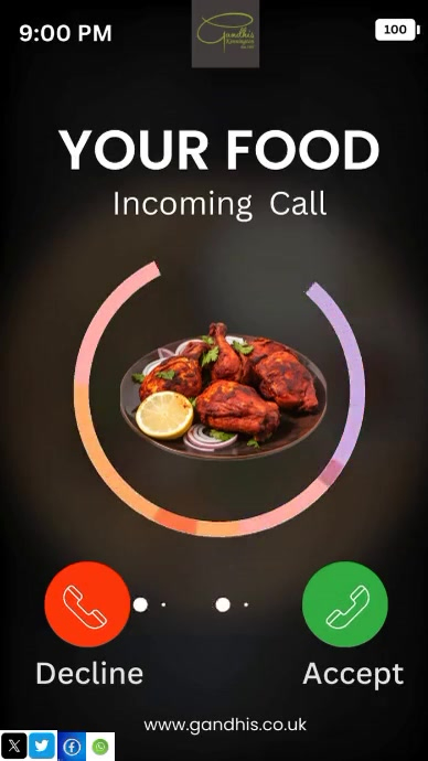 Joyful Your Food Incoming Call Instagram Reel Template | PosterMyWall