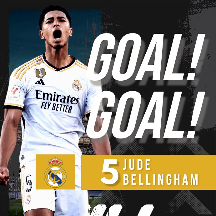 Jude Bellingham Real Madrid GOAL Template | PosterMyWall