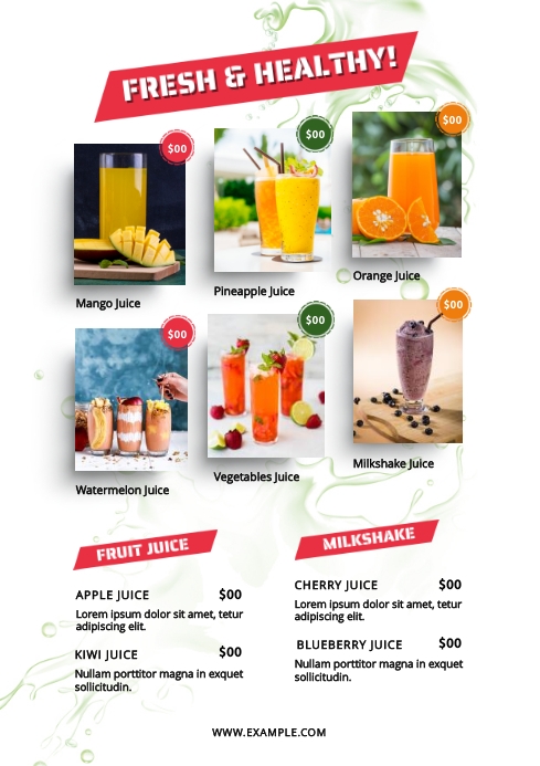 Juice Menu Flyer Template | PosterMyWall