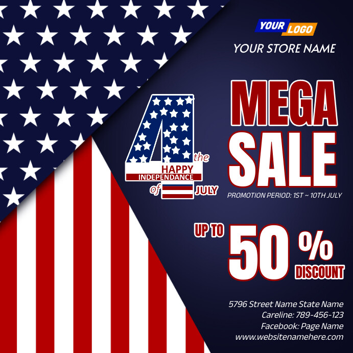 July 4th Mega Sale Flyer Templat | PosterMyWall