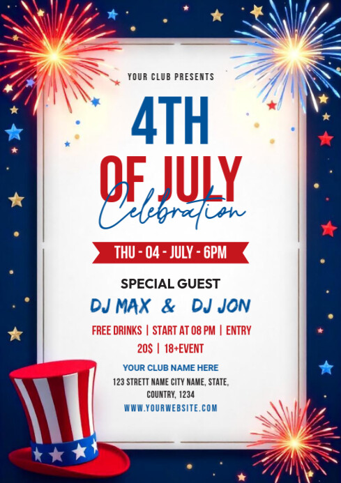 July 4th Party Invitation Template | PosterMyWall