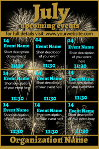 July Floral Upcoming Events Calendar Template | PosterMyWall