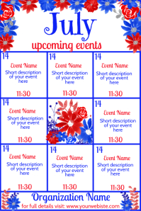 July Upcoming Events Calendar Template | PosterMyWall