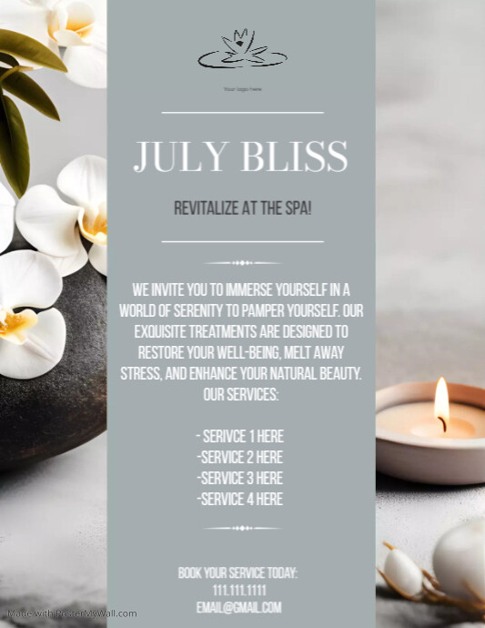 July Spa Massage Flyer Template Postermywall
