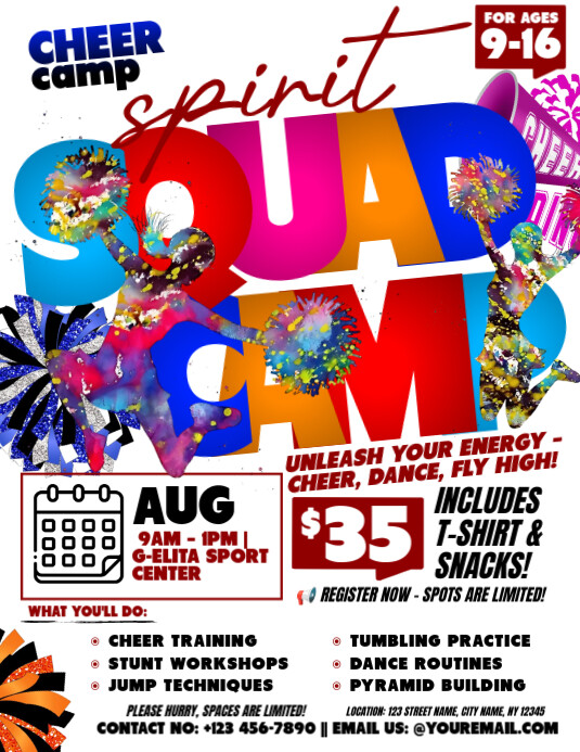 Jump. Cheer. Shine: Cheer Camp Template | PosterMyWall