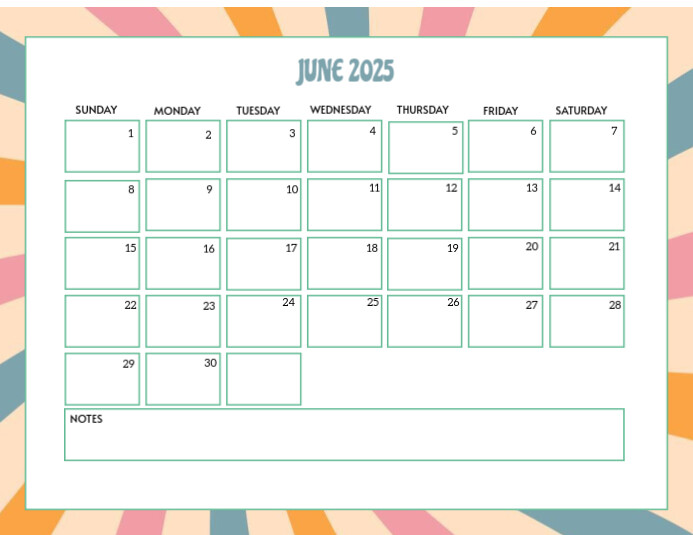 Copy of JUNE 2025 CALENDAR TEMPLATE | PosterMyWall