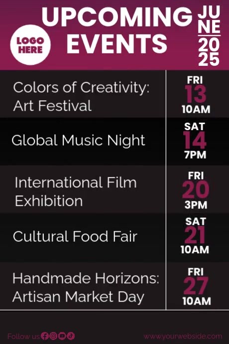 June 2025 Upcoming Events Poster Template | PosterMyWall