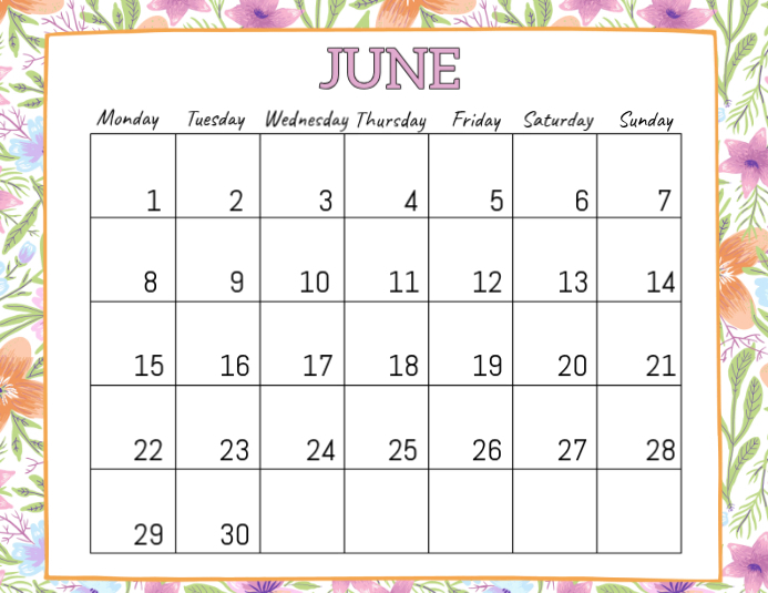 June Calendar Flyer (us Letter) Template | PosterMyWall