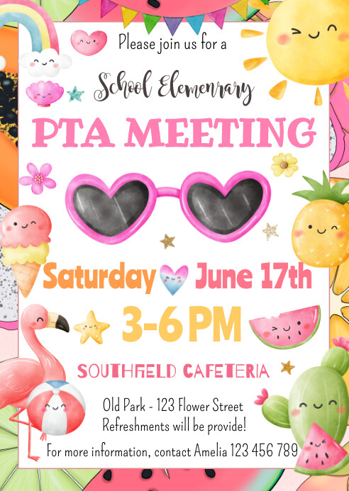 Copy of June PTO PTA Meeting Flyer, Pta Meeting Flyer | PosterMyWall