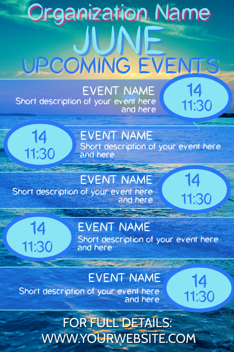 Copy of June Upcoming Events Calendar | PosterMyWall