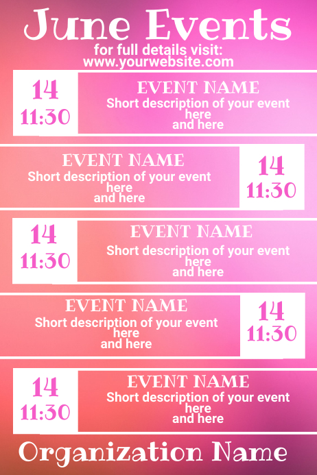 Copy of June Upcoming Events Calendar | PosterMyWall