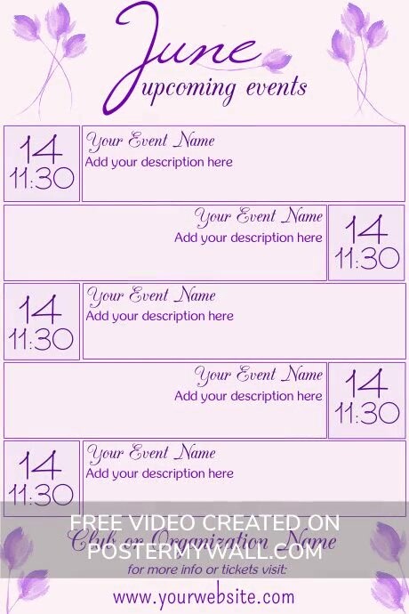 June Watercolor Upcoming Events Calender Template | PosterMyWall