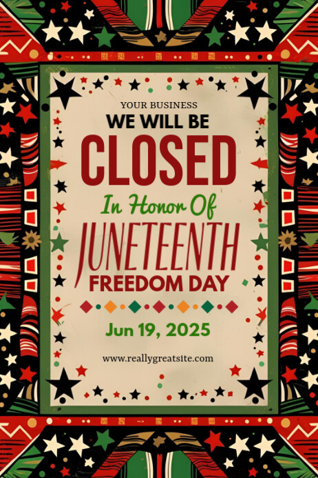 Juneteenth Closed Ad Poster 2025 Template | PosterMyWall