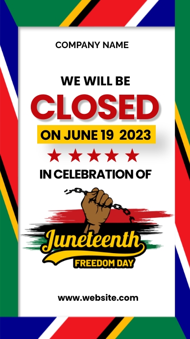 Plantilla de Juneteenth Closed Noticed Instagram Story | PosterMyWall
