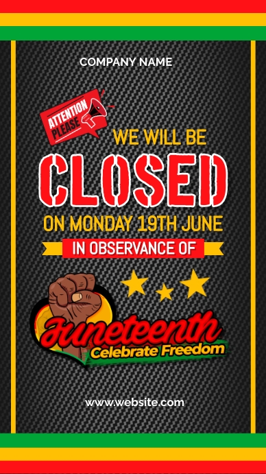 Juneteenth Closed Noticed Instagram Story Template | PosterMyWall