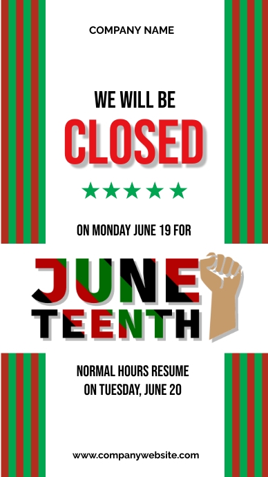 Modèle Juneteenth Closed Noticed Instagram Story | PosterMyWall
