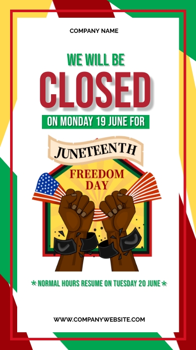 Juneteenth Closed Noticed Instagram Story Template | PosterMyWall